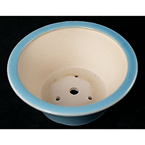 1 Pcs Fine Round Light Blue Cactus & Succulent, Bonsai Pot + Mesh - 5.5"x 5.5"x 2.5"