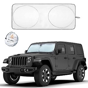 EcoNour Jeep Windshield Sunshade | Sun Visor for UV Rays & Heat Protection | Suitable for Wrangler, Compass, Gladiator & Renegade | Accessories for Jeep Wrangler | X-Small - 60x21 inches