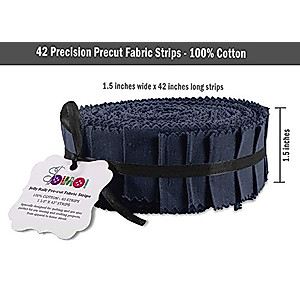 Soimoi 40Pcs Solid Dark Blue Precut Fabrics Strips Roll Up 1.5 Inches Cotton Jelly Rolls for Quilting