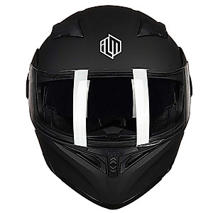 ILM Motorcycle Dual Visor Flip up Modular Full Face Helmet DOT 6 Colors Model 902 (M, Matte Black)