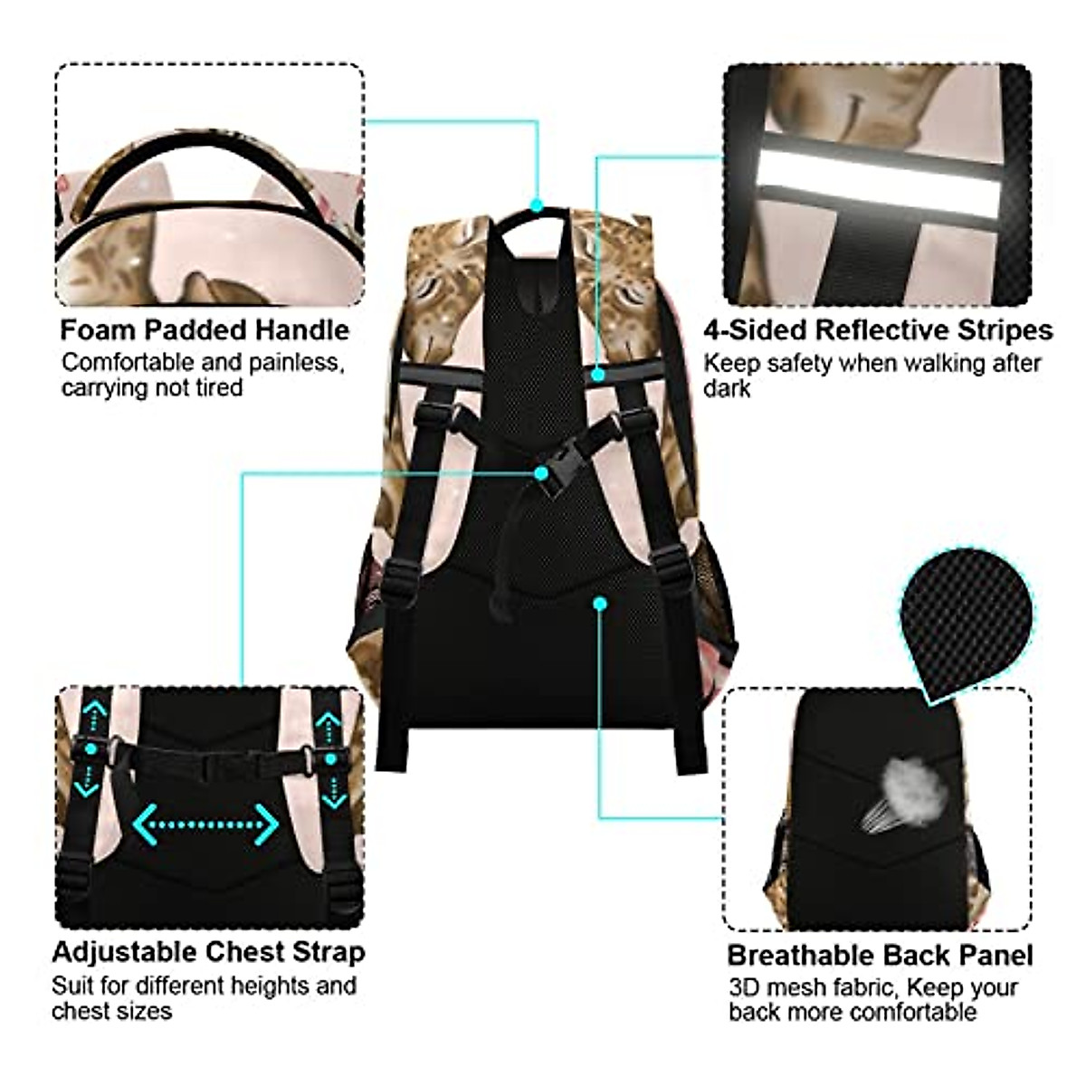 Vozoza Giraffes Animal Backpack for Girls Kids Boys School Bookbags,Student Laptop Backpack Carrying Bag Casual Lightweight Travel Sports Day Packs