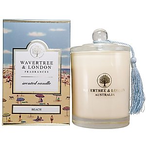 Wavertree & London Organic Beach Scent Soy Wax Candle | Non Toxic 100% Cotton Wick Triple Scented Pure Natural Soy Wax Candles, Hand Poured in Australia | 60 Hours Burning Time, 11.66 Oz