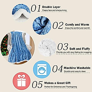 Catalonia Sherpa Throw Blanket, Super Soft Fluffy Fuzzy Comfy Velvet Plush Fleece TV Blankets and Throws for Sofa Couch Bed for Adults Child, 50”x60”, Melange Blue