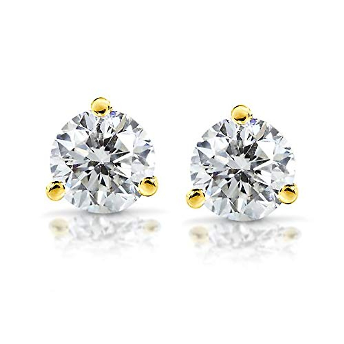 Kobelli 3 CTW Classic Round 7.5mm Moissanite Stud Earrings in 14K White Gold, White Gold
