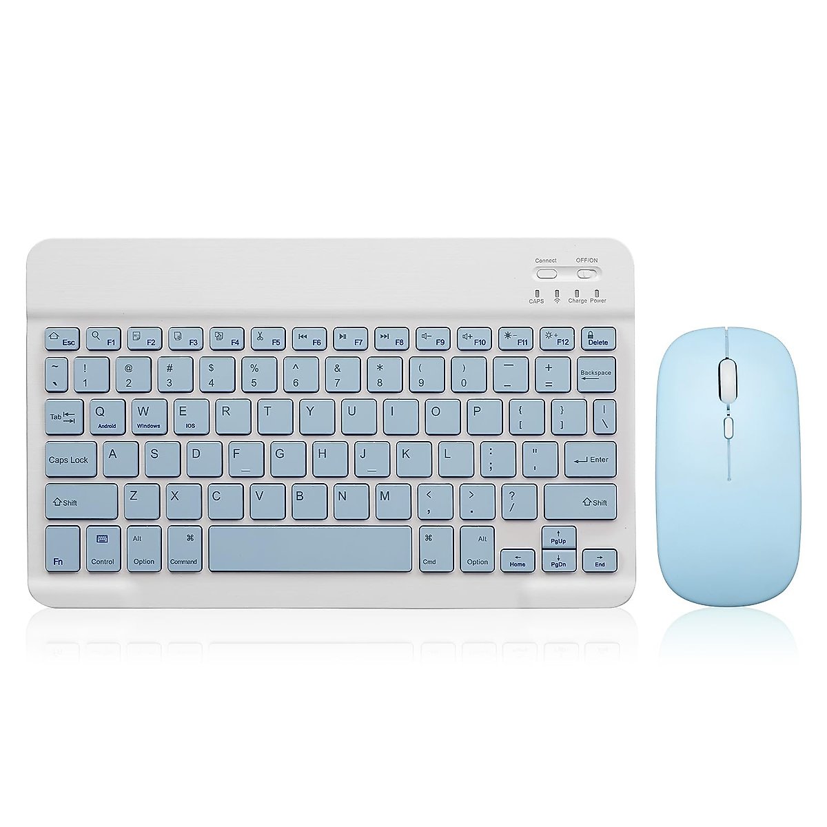 Bluetooth Keyboard and Mouse Combo Rechargeable Portable Wireless Keyboard Mouse Set for Apple iPad iPhone iOS 13 and Above Samsung Tablet Phone Smartphone Android Windows (10 inch Blue)