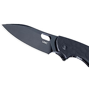 CRKT Pilar III EDC Folding Pocket Knife: Compact Everyday Carry, Black Blade with Finger Choil, Thumb Slot Open, G10 Handle, Reversible Pocket Clip 5317K