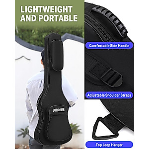 Donner 47 Inch Bass Guitar Case, 0.4 Inch Thick Padding Sponge 600D Ripstop Waterproof Nylon Soft Electric Bass Guitar Gig Bag with 3 Pockets and Back Hanger Loop, Black