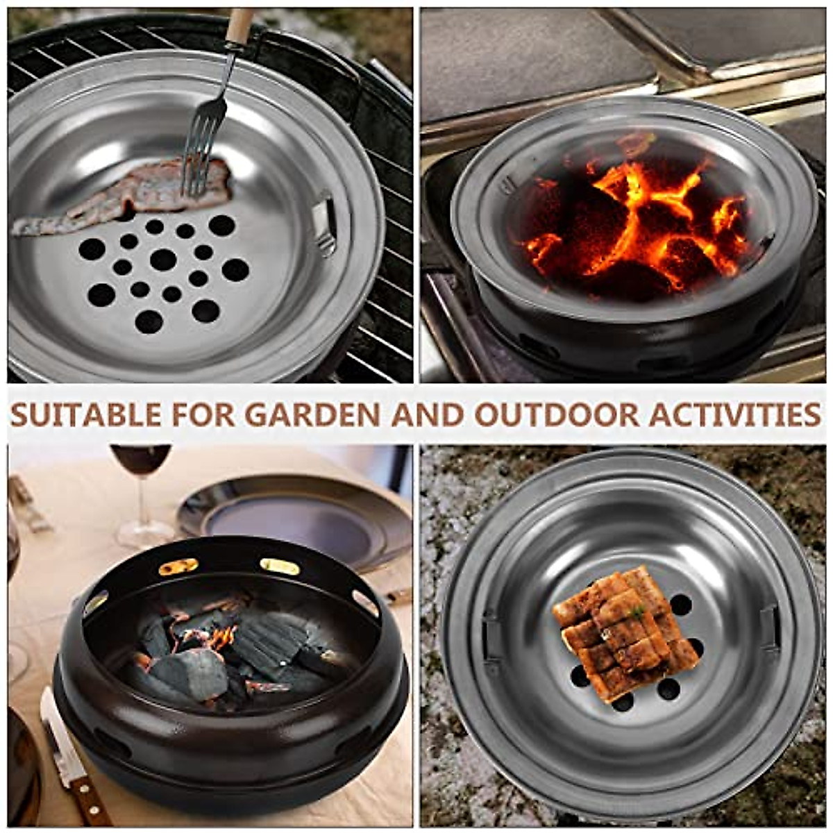 Cabilock Portable Burner Stainless Steel BBQ Grill Charcoal Stove Folding Barbecue Grill Portable for Picnic Garden Terrace Camping Travel Garden Camping Picnic Outdoor Grills
