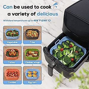 Loveuing Silicone Air Fryer Liners Square - Reusable Airfryer Silicone Basket - Easy to Clean Air Fryers Silicone Pot for 5.8 to 8 Qt Air Fryer Baking Tray Oven Accessories, 8.5 Inch Large