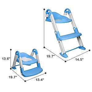COLOR TREE Potty Training Seat with Anti-Slip Step Ladder, Toddler Toilet Seat Potty Training Toilet for Kids, Toddler Potty Seat for Toilet, Baby Toilet Potty Chair for Boys Girls,Blue