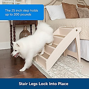 PetSafe CozyUp Folding Dog Stairs - Pet Stairs for Indoor/Outdoor at Home or Travel - Dog Steps for High Beds - Pet Steps with Siderails, Non-Slip Pads - Durable, Support up to 200 lbs - X-Large, Tan