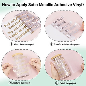 VINYL FROG Matte Metallic Gold Adhesive Vinyl, 12" x6ft Champagne Gold Metallic Craft Permanent Vinyl Roll - Metallic Satin Adhesive Vinyl for Home Decor, Mug, Car and Other Stickers