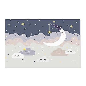 Dslbz Star Moon Nursery Children's Room Wall Mural Wallpaper for Bedroom 98" x 71"(W x H)