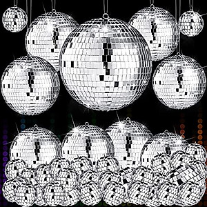 65 Pcs Mirror Disco Balls Ornaments Different Sizes Bulk Reflective Hanging Disco Ball Decorations 70s Disco Themed Party Decor for Christmas Wedding Party(3.2/2.4/2 / 1.2 in)