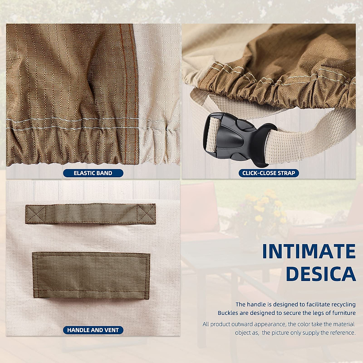 HAMLER Patio Furniture Covers, Rectangular Patio Heavy Duty Table Cover, 420D Tough Oxford Cloth Waterproof Outdoor Dining Table & Chairs General Purpose Furniture Cover 76" L x 76" W x 27.5" H