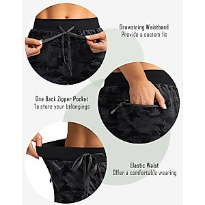 Soothfeel Women's 9" Hiking Cargo Shorts with 5 Pockets Quick Dry Summer Athletic Golf Bermuda Long Shorts for Women Casual (Grey Camo, S)