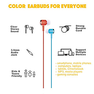 GADGET.COOL Wired Earbuds 10 Pack Bulk, Balanced Stereo Sound and Bass in-Ear Headphones with Ear Tip Replacements for iPhone Android Smartphone Tablet Laptop Computer School Classroom