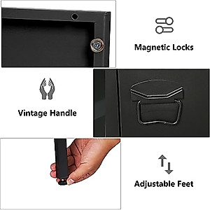 MIOCASA End Table Side Table Metal Nightstand Sofa Bedside Storage Cabinet with Storage Shelf Easy Assembly for Living Room, Bedroom