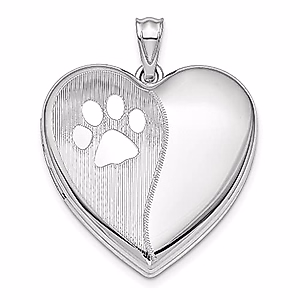 IceCarats 925 Sterling Silver Paw Print Pet Ash Holder Heart Love Personalized Photo Locket Cremation Necklace Memorial Charm Urn Pendant 30.5mm x 23.8mm Only