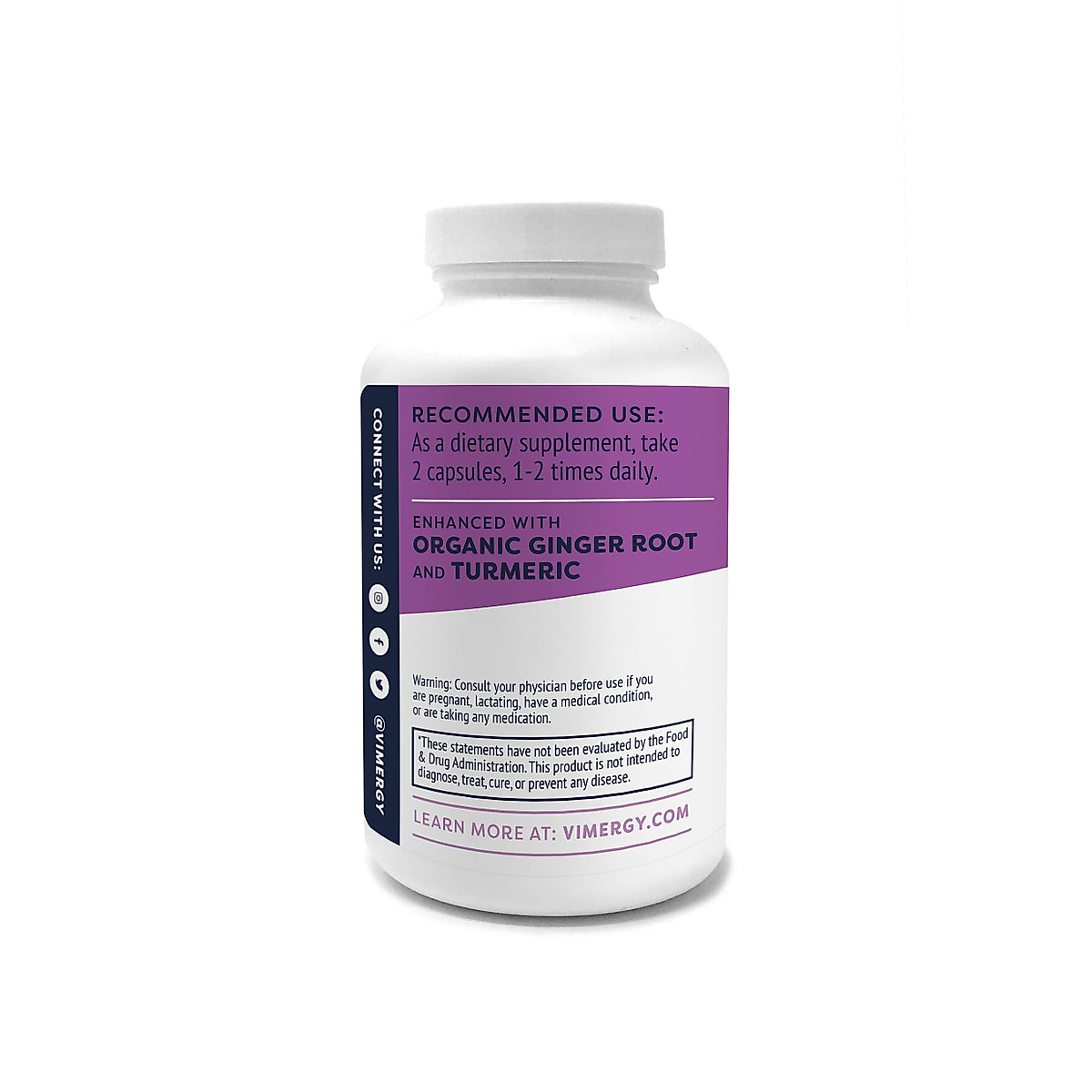 Vimergy Magnesium Glycinate, 90 Servings – with Turmeric & Ginger - Promotes Relaxation & Sleep – Supports Bone, Muscle & Heart Health - Gluten-Free, Kosher, Vegan & Paleo Friendly, Capsule