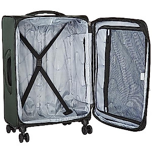 DELSEY Paris Sky Max 2.0 Softside Expandable Luggage with Spinner Wheels, Green, Checked-Medium, 24 Inch