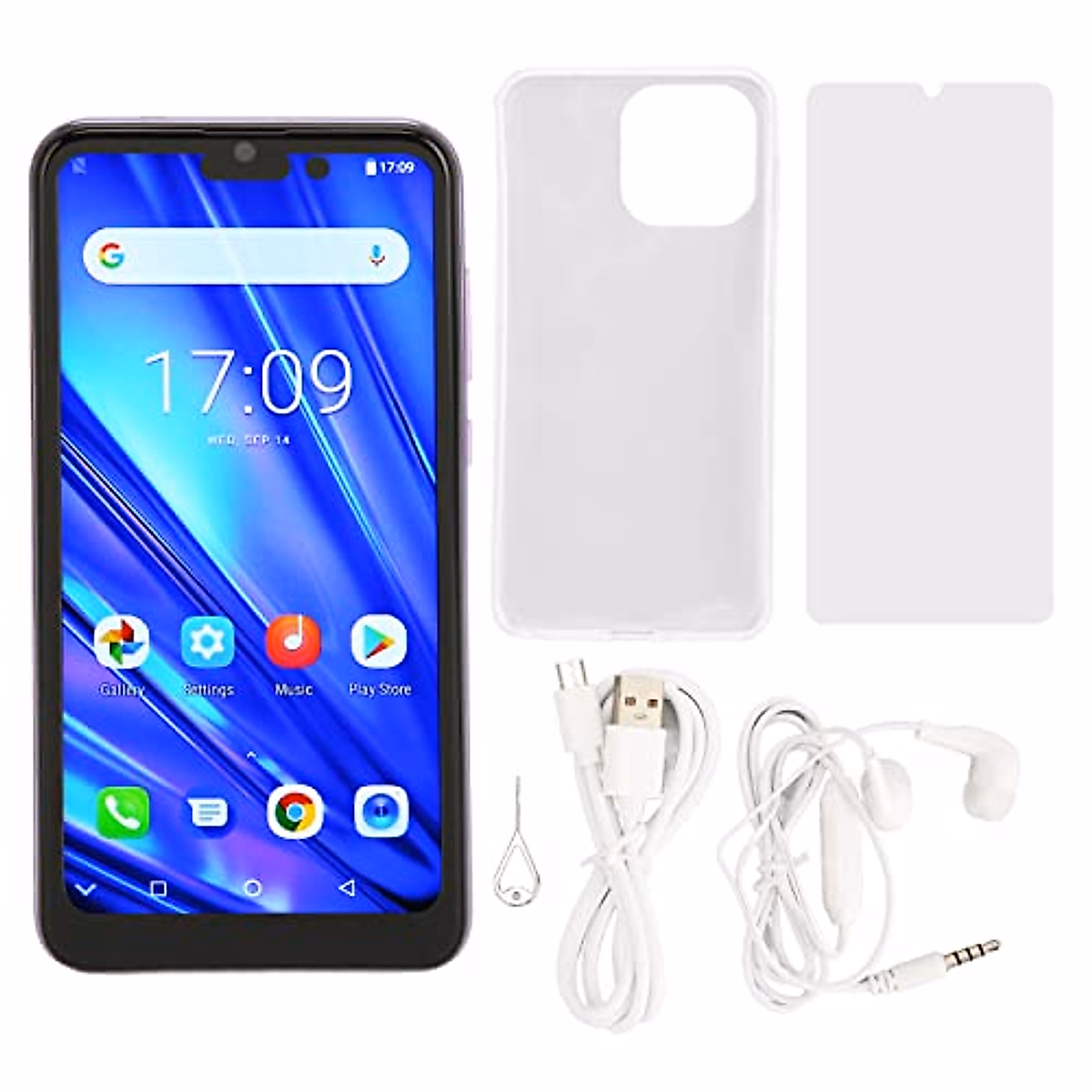 Unlocked Cell Phone, IP14 Pro Smartphone, 4GB 32GB ROM,6.1inch Face Recognition Mobile Phone, Dual Card Dual Standby, Cellphone for Android 10.1 (Purpl)