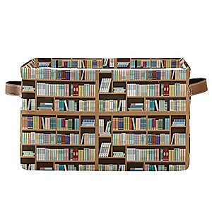 ALAZA Bookshelves Book Foldable Storage Box Storage Basket Organizer Bins with Handles for Shelf Closet Living Room Bedroom Home Office 1 Pack