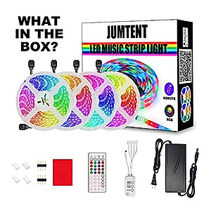 LED Strip Lights, 65.6FT Strips Light 5050 RGB Music Sync String Lights Bedroom strip light Color Changing Rope Lights APP Control +44 Keys Remote for Bedroom Sitting Room Kitchen Home Party 4Roll 20M