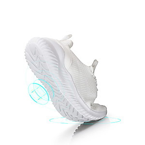 Flysocks Walking Tennis Shoes for Men Non Slip Lightweight Breathable Mesh for Indoor Outdoor Gym Travel Work Casual Memory Foam Running Sneaker White Size 8