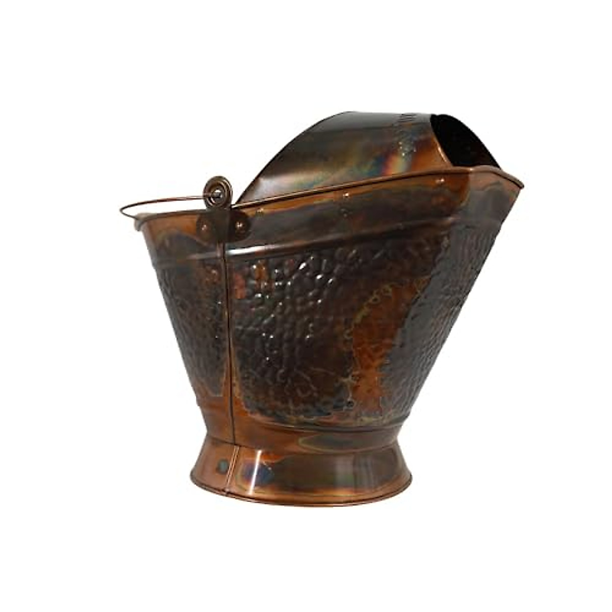Coal Hod Bucket - Distressed Brass - Decorative Appeal - for Fireplace & Pellet Stove Ashes - Easy Hopper Filling - Lightweight