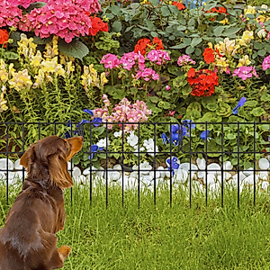 10 Pack Animal Barrier Fence, 17 Inch(H) X 10.8 Ft(L) No Dig Garden Decorative Fencing for Dog, Rabbits, Rustproof Metal Wire Panel Border for Ground Stakes, Outdoor Yard Landscape Patio