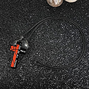 Susook Basketball Cross Necklace for Boys Bible Verse I CAN DO All Things Stainless Steel Sport Pendant for Men(Black)