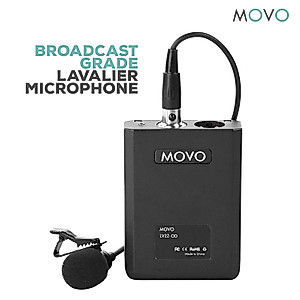 Movo LV22OD XLR Lavalier Omnidirectional Condenser Microphone with Phantom Power Supply Body Pack, 12mm Mic Capsule, Foam and Deadcat Windscreens, Deluxe Case