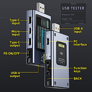 FNIRSI USB Tester 4-28V 7A LCD USB A&C Voltage Current Power Tester Multimeter with Bluetooth, Fast Charge Detection Trigger Capacity Ripple Measurement, PD2.0/PD3.0,QC2.0/QC3.0
