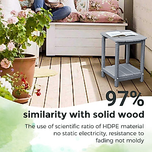 GARDENSTAR Adirondack Square Outdoor Side Table,2-Tier Storage Patio Side Table, HDPE End Tables for Backyard Pool Porch Garden Lawn(Grey)