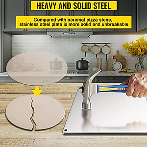 VEVOR Baking Steel Pizza, Rectangle Steel Pizza Stone, 16" x 14" Steel Pizza Plate, 0.2"Thick Steel Pizza Pan, High-Performance Pizza Steel for Oven, Baking Surface for Oven Cooking and Baking