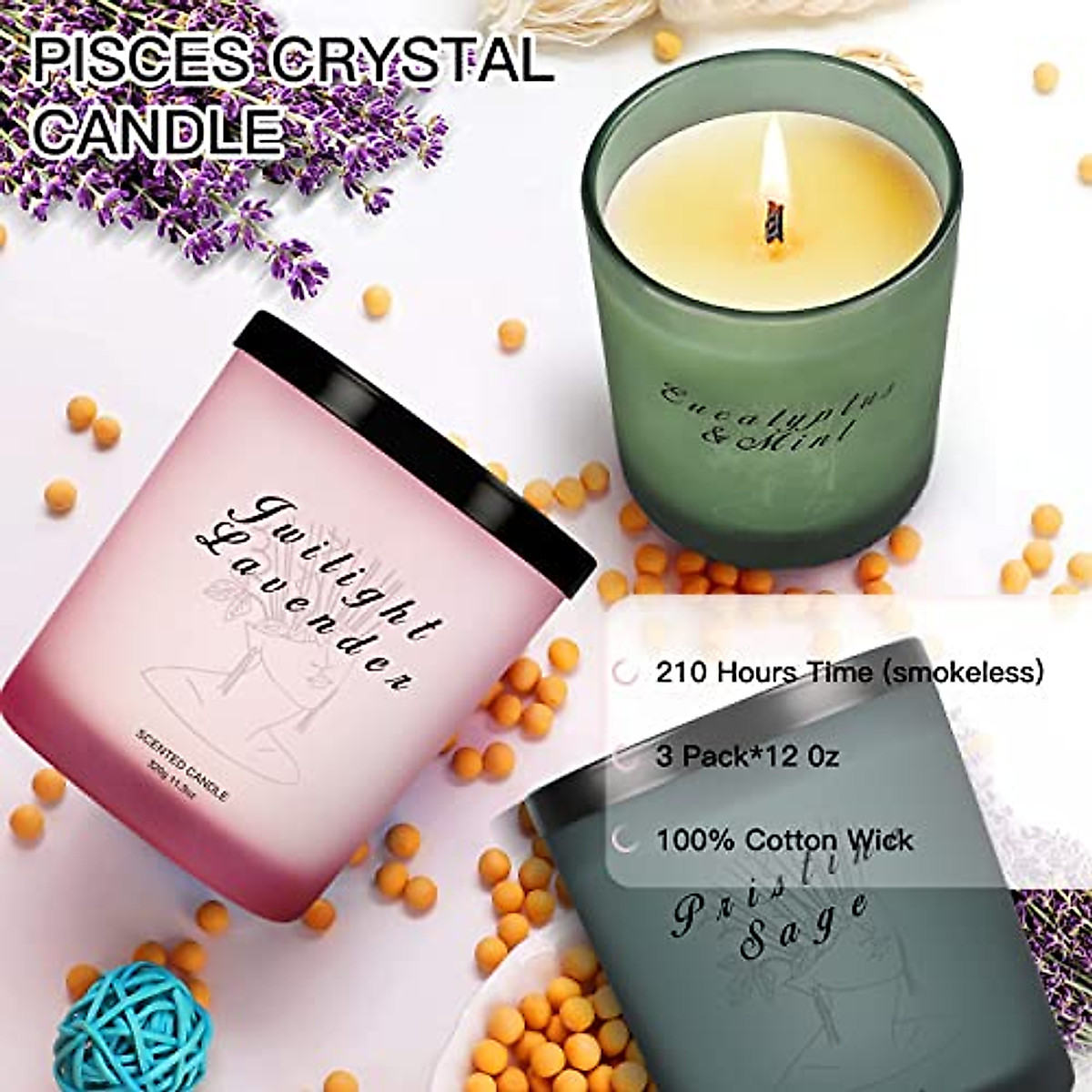 3 Pack Candles, Sage Candles for Home Scented, 36 OZ Aromatherapy Candles Gifts for Women, 210 Hour Long Lasting Jar Candles for Mothers Day Gifts Birthday Mom Thanksgiving Day Present