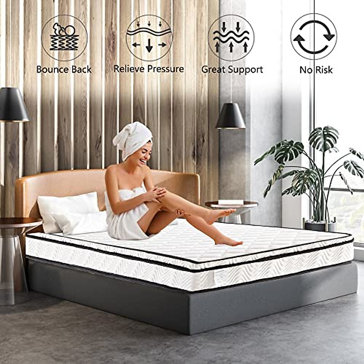 Memory Foam Mattress 8 inch Box Spring Mattress Medium Firm Mattresses for Cool Sleep & Pressure Relief（Twin XL）