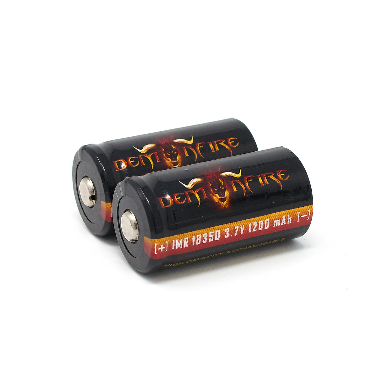 Demonfire 18350 1200mAh 3.7V High Drain LiMn IMR Rechargeable Battery with Button Top (2 Pieces) D1 Charger
