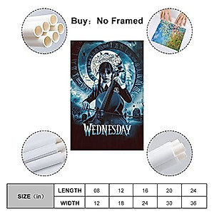 ZBDLXMD Wednesday Addams TV Series Poster Jenna Ortega Poster Canvas 90s Wall Art Room Aesthetic Posters 12x18inch(30x45cm)