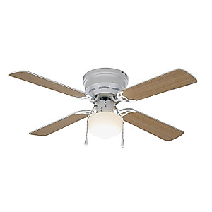 Mainstays 42" Hugger Metal Indoor Ceiling Fan with Single Light, White, 4 Blades, LED Bulb