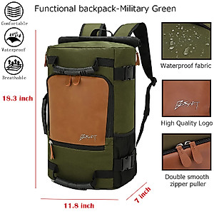 BE SMART Laptop Bag Outdoor Large Travel Waterproof Backpack Multipurpose Design fits 16 inches Computer Sport Business book bags for for Camping Hunting Hiking for Men and Woman-Green
