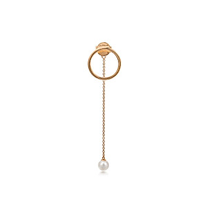 CHOW SANG SANG 18K Rose Gold Akoya 4.5-5.0 mm Pearl Single Dangle Earring for Women 90029E (Sold Single Not Pair)