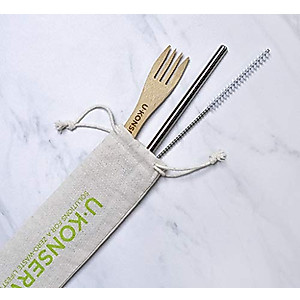 U-Konserve Cotton Drawstring Pouch for Reusable Drinking Straws, Brushes and Utensils - Carrying Case Keep Reusables Clean On the Go - Machine Washable