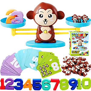 CozyBomB™ Monkey Balance Counting Toys Cool Math Games - STEM Preschool Educational Toys for 3 4 5 Year olds Cool Math Educational Kindergarten - Number Toddler Learning Games for Boys and Girls