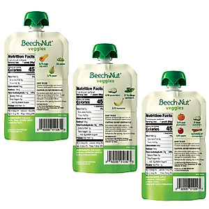 Beech-Nut Baby Food Pouches Variety Pack, Veggie Purees, 3.5 oz (18 Pack)