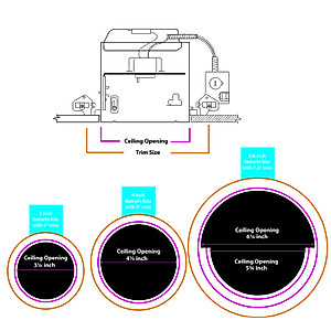Feit Electric 5-6 inch InstaTRIM Adjustable Neck Recessed LED Downlight - 2700K Soft White - Dimmable - Pre-Mounted Trim - 65W Equivalent - 45 Year Life - 850 Lumen - High CRI | 6-Pack