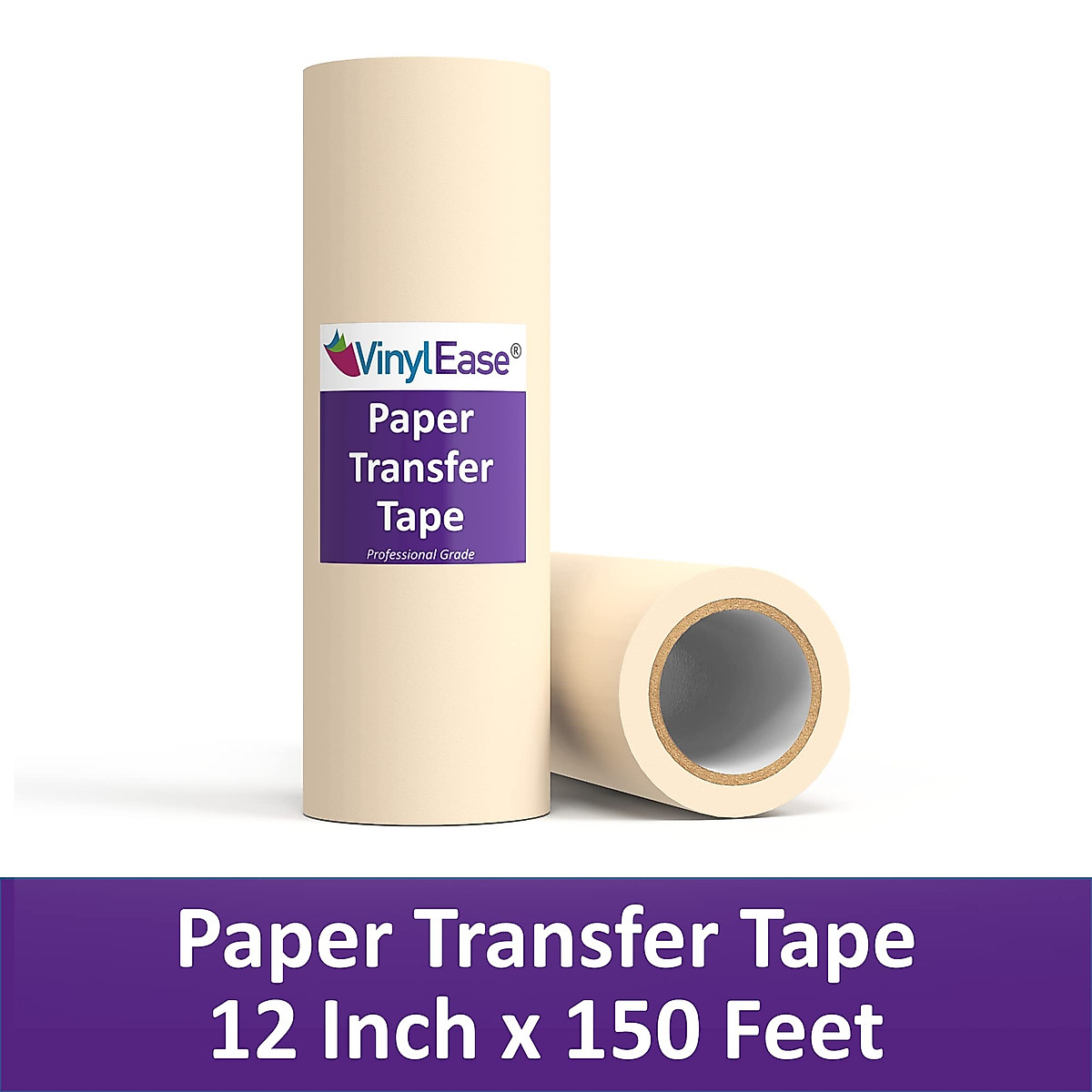 Vinyl Ease 12 inch x 150 feet roll of Paper Transfer Tape with a Medium Tack Layflat Adhesive. Works with a Variety of Vinyl. Great for Decals, Signs, Wall Words and More. V0844