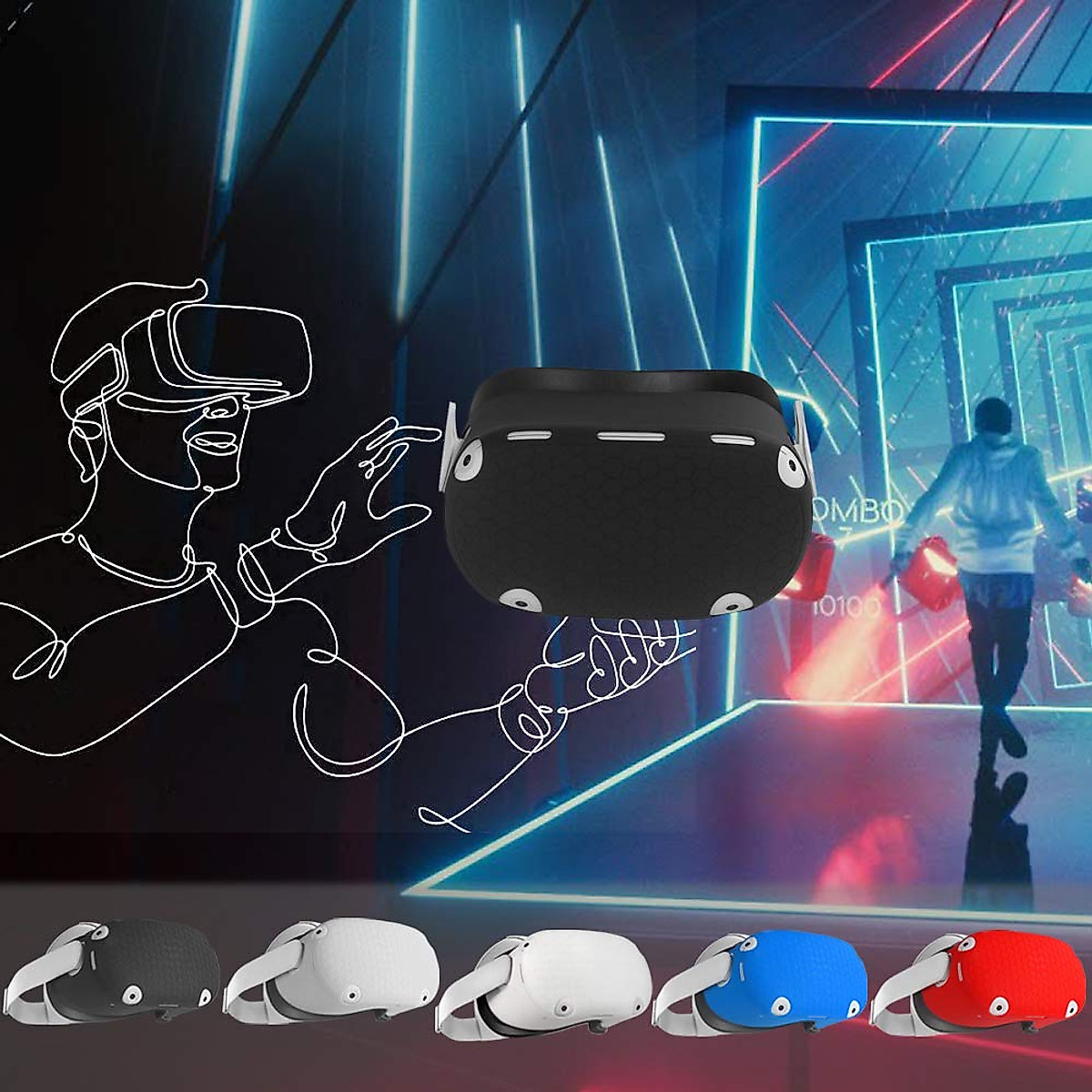 Design Shell Front Face Protector Cover for Oculus Quest 2 Headset Accessories Preventing Collisions and Scratches