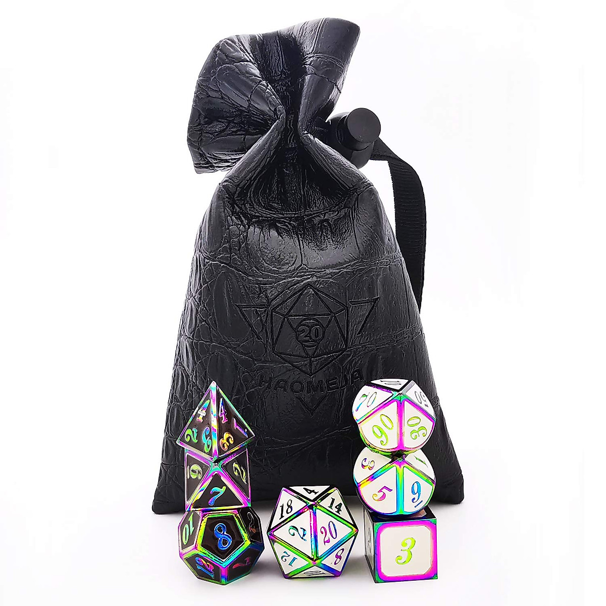 HAOMEJA DND Metal dice Color Changing Temperature dice D&D Set Dungeons and Dragons Role Playing Dice Black White